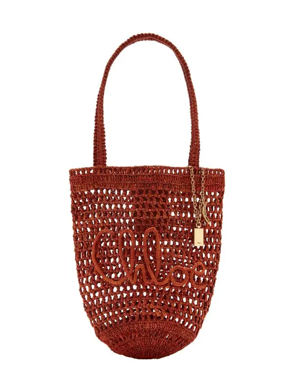 Chloé Woven Raffia Tote Bag - Brown