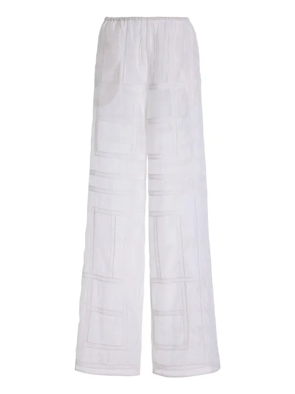 TOTEME Embroidered Wide-leg Pants - White