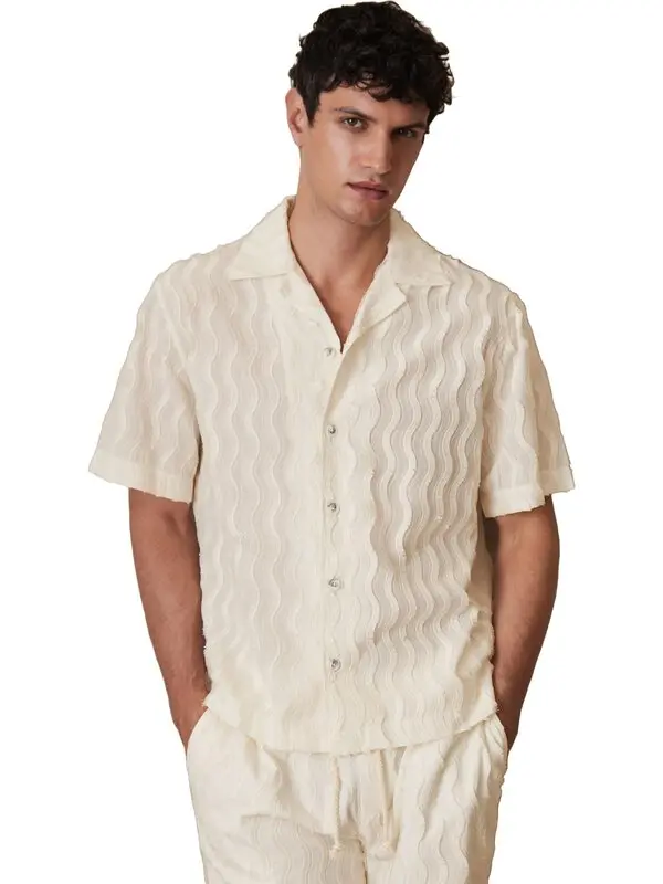 REISS Mastella | Ché Fringed-wave Shirt - Off White