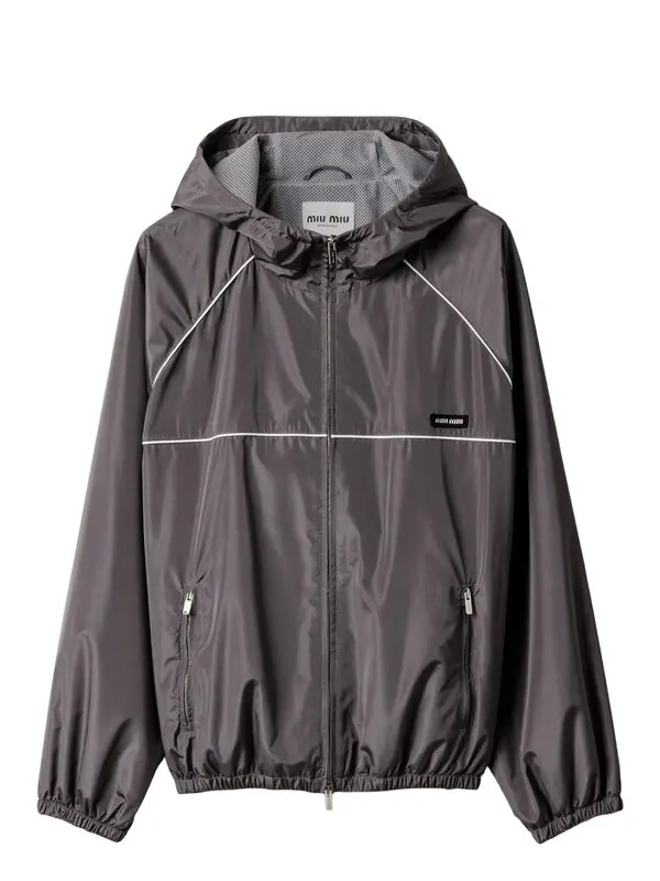 Miu Miu Technical Silk Blouson Jacket - Aluminum