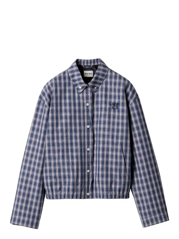 Miu Miu Checked Fabric Blouson Jacket - Bright Blue/red