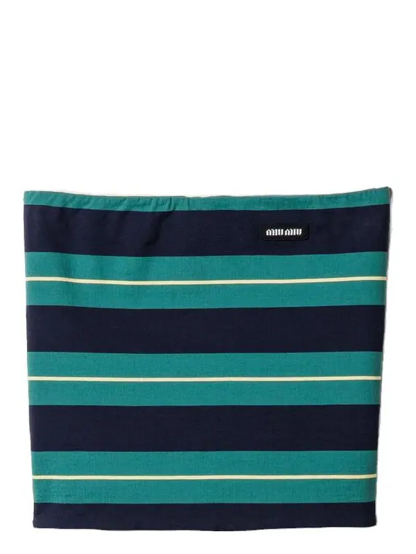 Miu Miu Striped Jersey Top - Billiard Green/blue