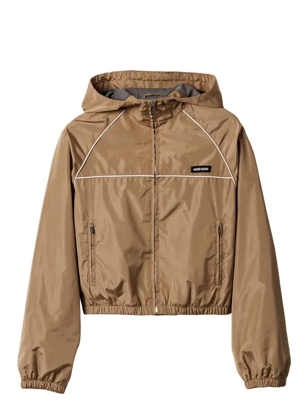 Miu Miu Technical Silk Blouson Jacket - Sesame