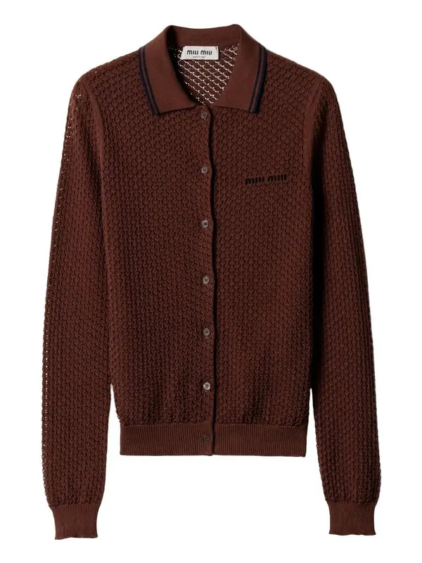 Miu Miu Cotton Cardigan - Cocoa Brown