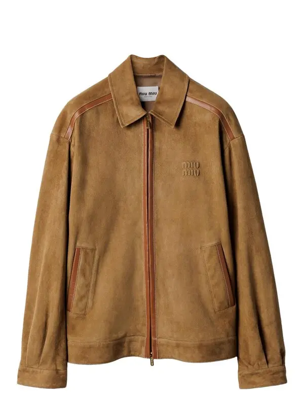 Miu Miu Suede Blouson Jacket - Malt Beige