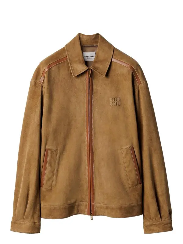 Miu Miu Suede Blouson Jacket - Malt Beige
