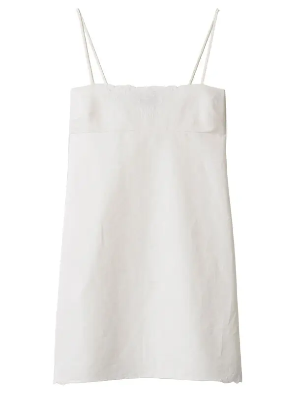 Miu Miu Embroidered Slubbed Canvas Mini-dress - Ivory