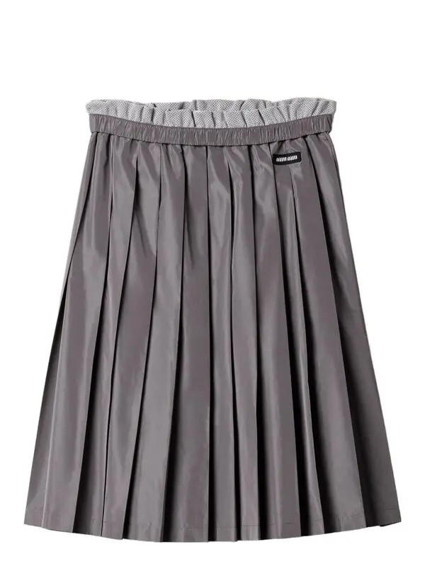 Miu Miu Technical Silk Pleated Skirt - Aluminum
