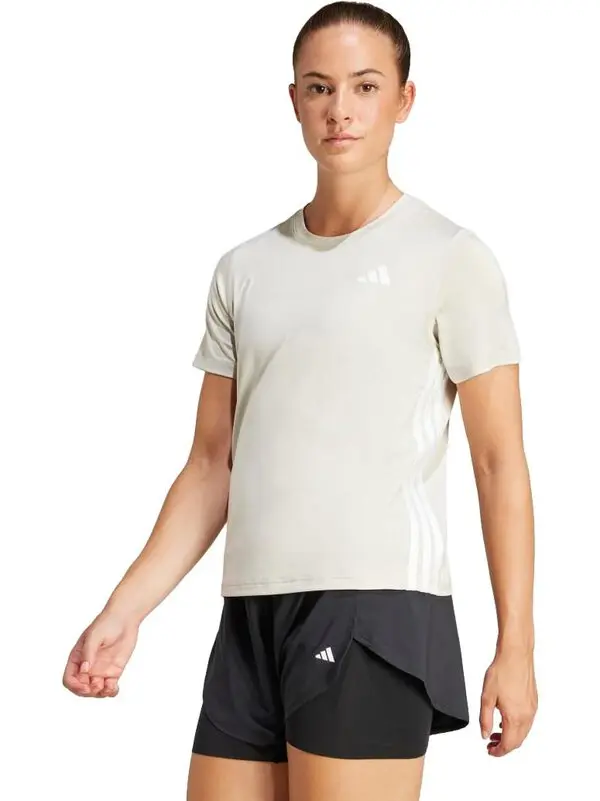 Adidas Train Essentials 3-stripes Workout Tee - Beige / White