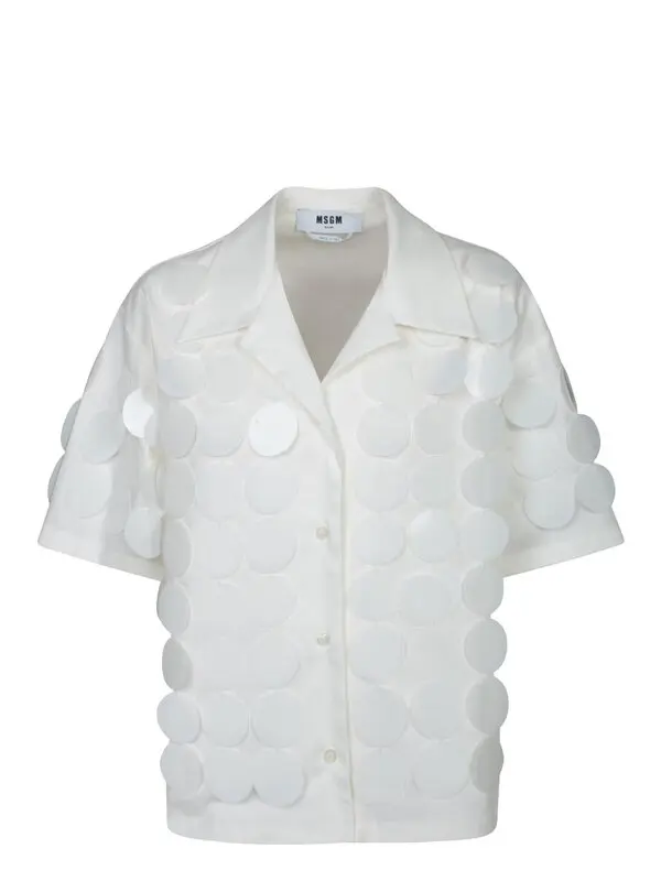 MSGM Sequined Short Sleeve Shirt - White