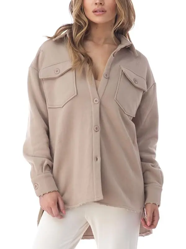 Heaven Button-down Shirt Jacket - Khaki