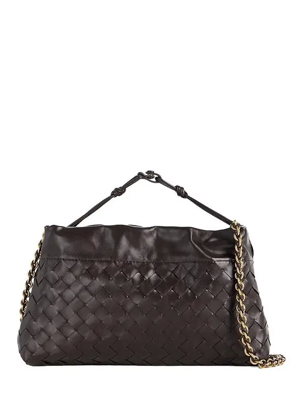 Bottega Veneta Intrecciato Leather Shoulder Bag - Fondant/brass