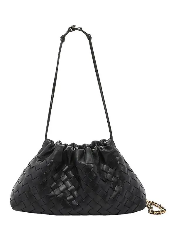 Bottega Veneta Intrecciato Leather Shoulder Bag - Gold Nero
