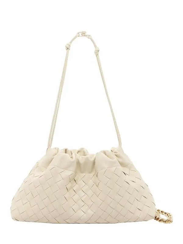 Bottega Veneta Intrecciato Leather Shoulder Bag - Sea Salt