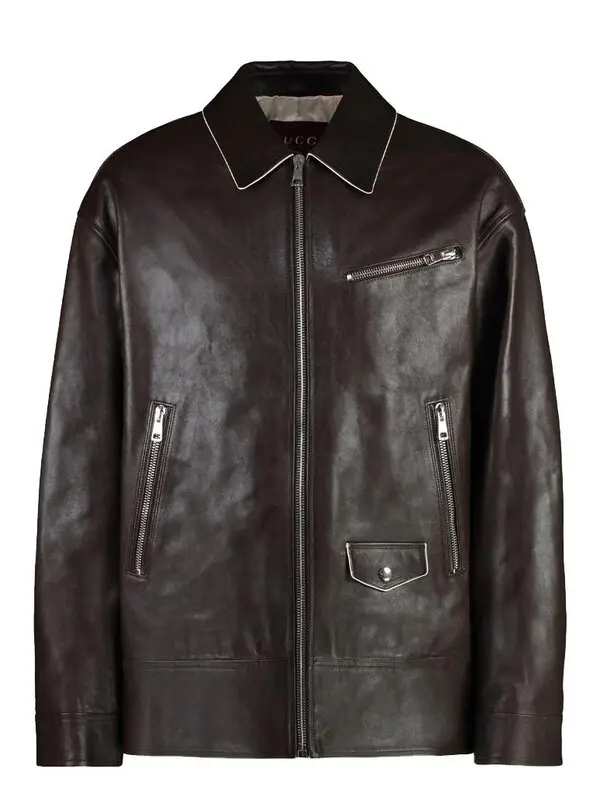Gucci Calf Leather Jacket - Brown