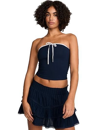 Pink All-day Cotton Side-ruched Tube Top - Blue
