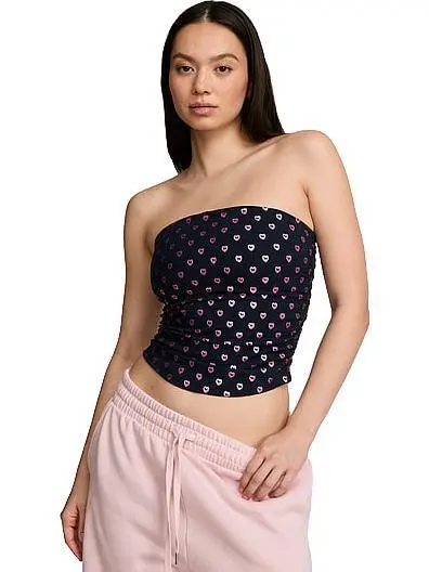 Pink All-day Cottonâ¢ Side-ruched Tube Top - Print