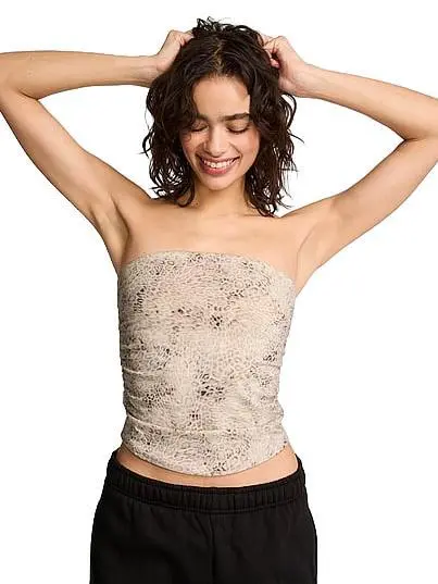 Pink All-day Cotton™ Side-ruched Tube Top - Print
