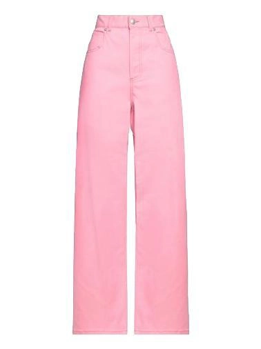 Marni Wide-leg Jeans In Stretch Cotton With Leather Trims - Pink