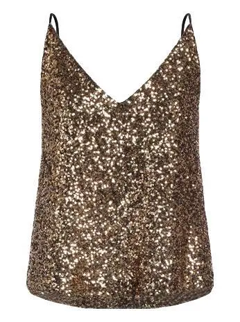 OTTOD'AME Sleeveless Sequin Top - Gold