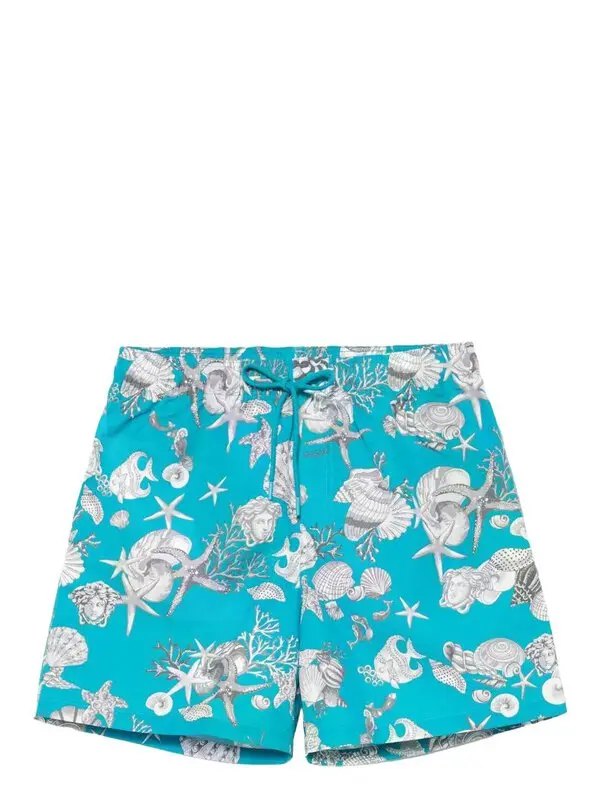 Versace Coral Theatre Swim Shorts - Blue