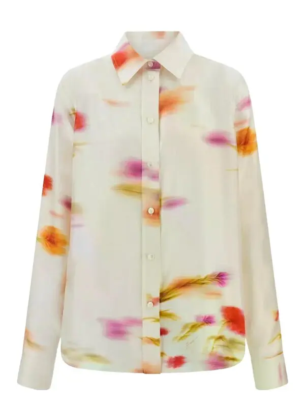 FERRAGAMO Blossom-print Long-sleeve Shirt - White