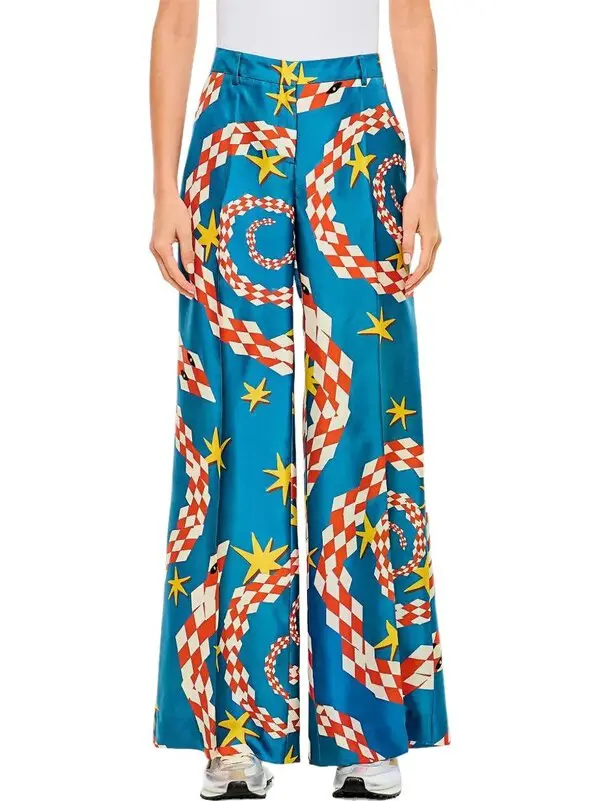 Alberto Biani Graphic-print Trousers - Blue