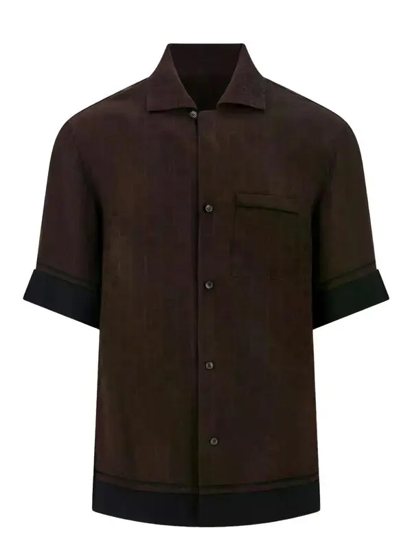 FERRAGAMO Monogram Short Sleeve Shirts - Brown