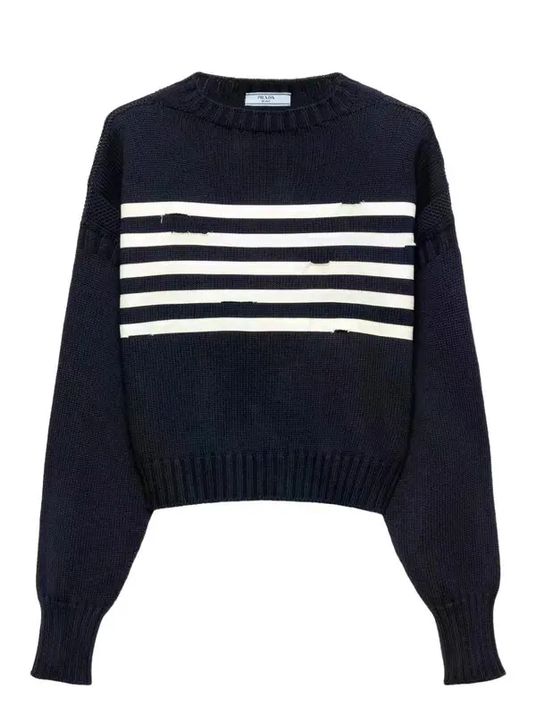 Prada Striped Cotton Sweater - Blue