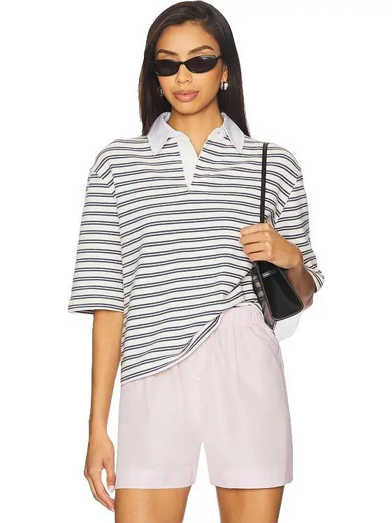 MAUDE CLUB Frankie Top - White Navy Stripe