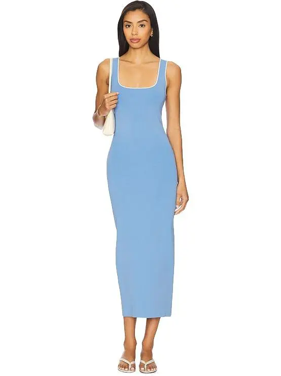 Autumn Cashmere Bodycon Square Neck Dress - Periwinkle & White