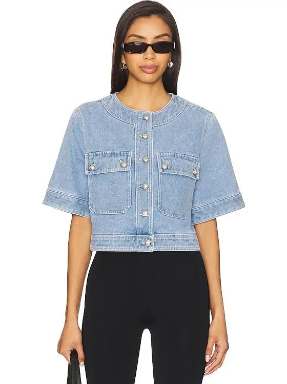 Veronica Beard Elias Short Sleeve Denim Jacket - Silverwood Blue