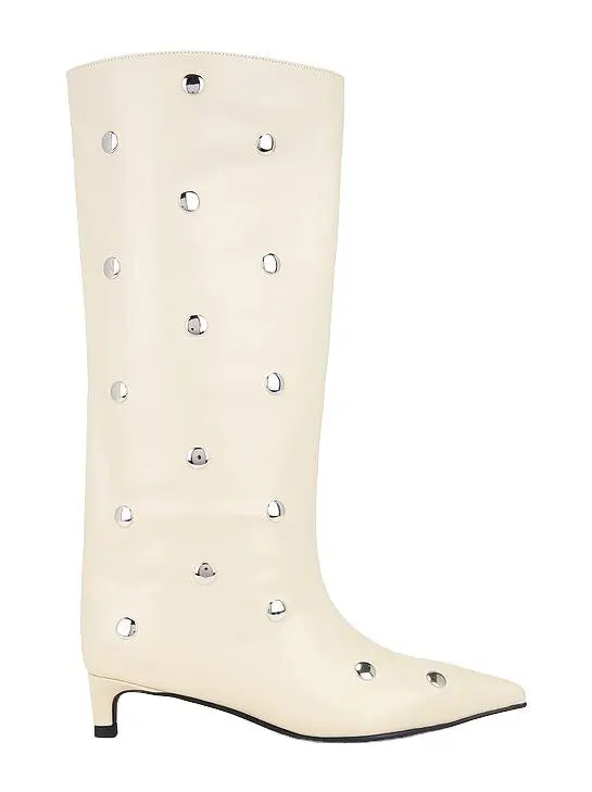 NAKEDVICE The Stacey Stud Boot - Ivory & Silver