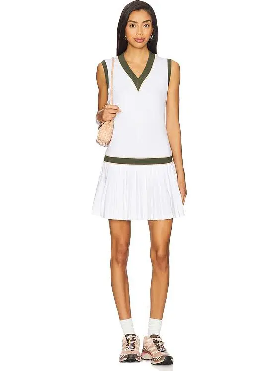 Varley Jouri Court Mini Dress - White & Deep Ivy