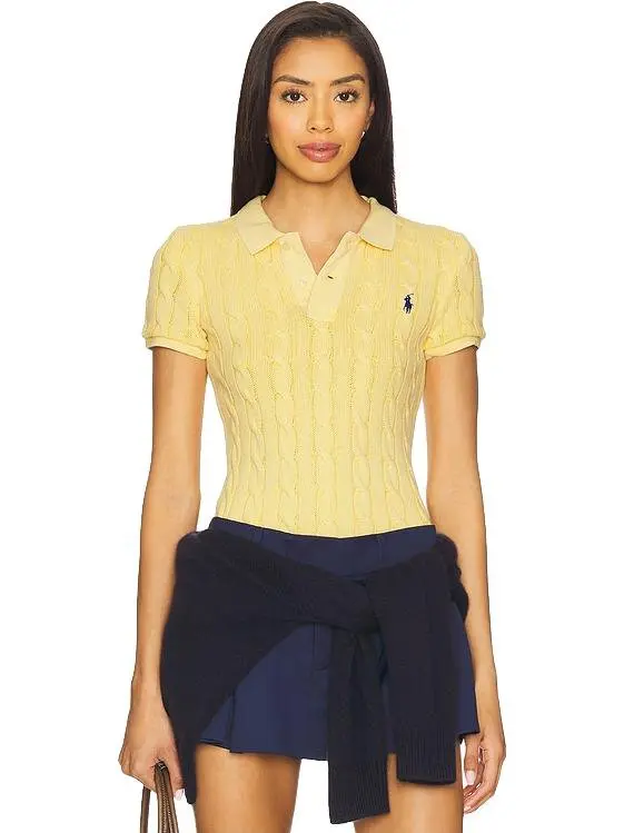 Polo Ralph Lauren Short Sleeve Cable Knit Polo - Yellow