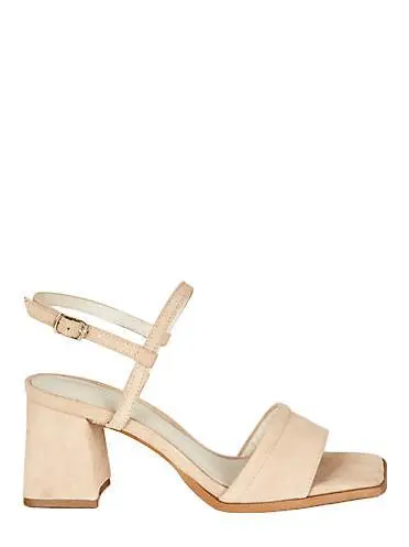 Intentionally Blank Validated Ankle Strap Block Heels - Beige