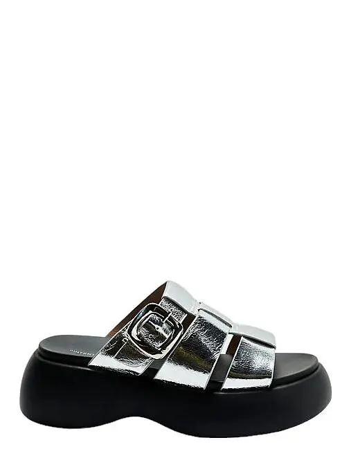 Intentionally Blank Nell Platform Slide Sandals - Silver