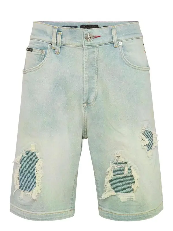 Philipp Plein Distressed Shorts - Blue