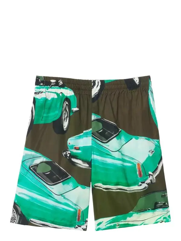Burberry Printed Poplin Shorts - Green