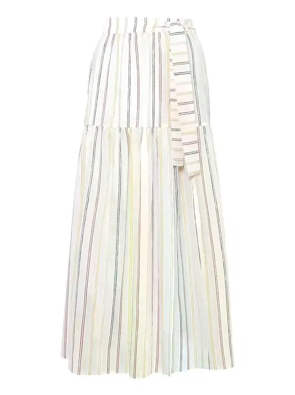 ERES Brillante Striped Tiered Maxi Skirt - White