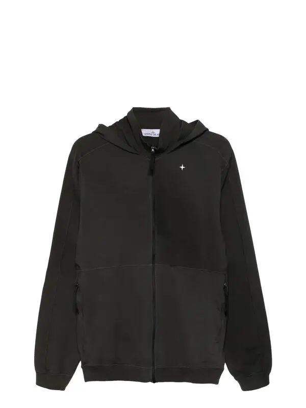 Stone Island Zip-up Hoodie - Black