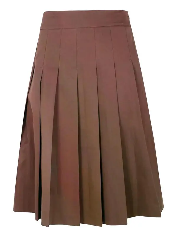 DRHOPE Pleated Midi Skirt - Brown
