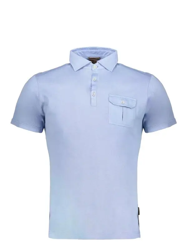 MOORER Ferdiq Cotton Polo Shirt - Blue