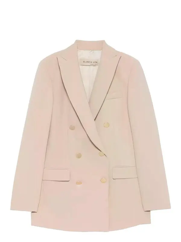 BLANCA VITA Double-breasted Blazer - Neutrals