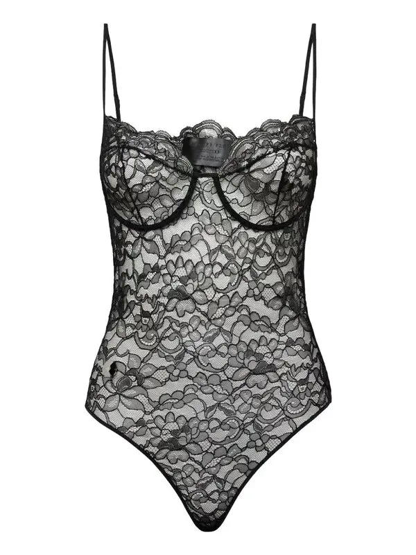 Philipp Plein Lace Bodysuit - Black