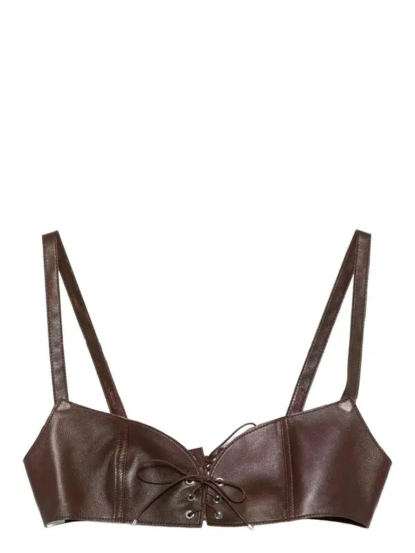 LUDOVIC DE SAINT SERNIN Leather Crop Top - Brown
