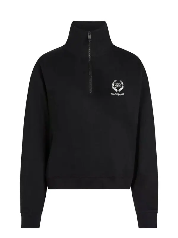Karl Lagerfeld Zip-up High-neck Sweatshirt - Black