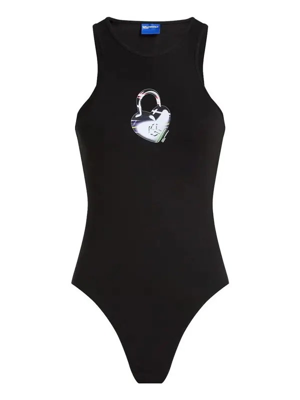 Karl Lagerfeld Love Unlocked Bodysuit - Black