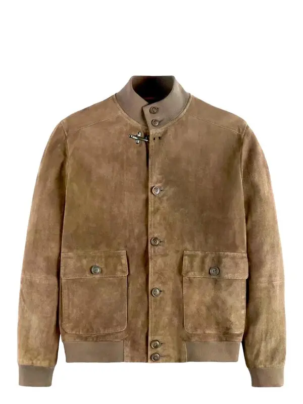 FAY Suede Bomber Jacket - Brown