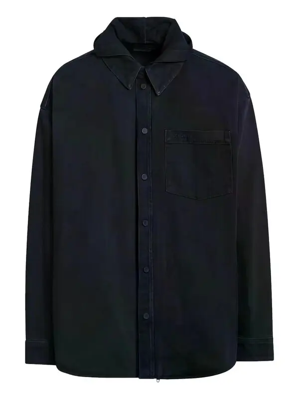 Balenciaga Buttoned Hooded Jacket - Black